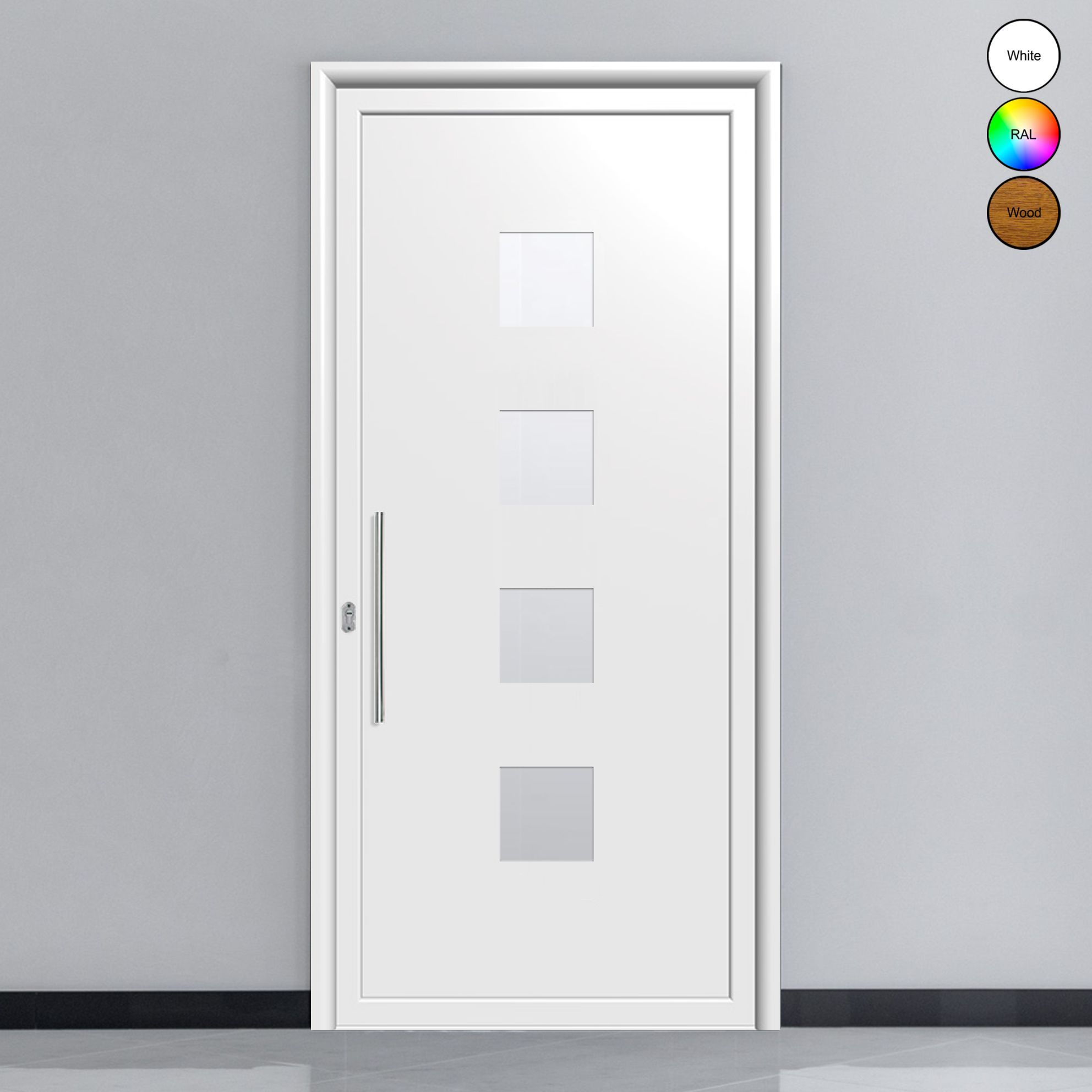 Porte d'entrée en aluminium SIMPLEX 8062-1 RAL 9016 ( L.: 90 cm x H ... Porte d'entrée en aluminium SIMPLEX 8062-1 RAL 9016 ( L.: 90 cm x H ...