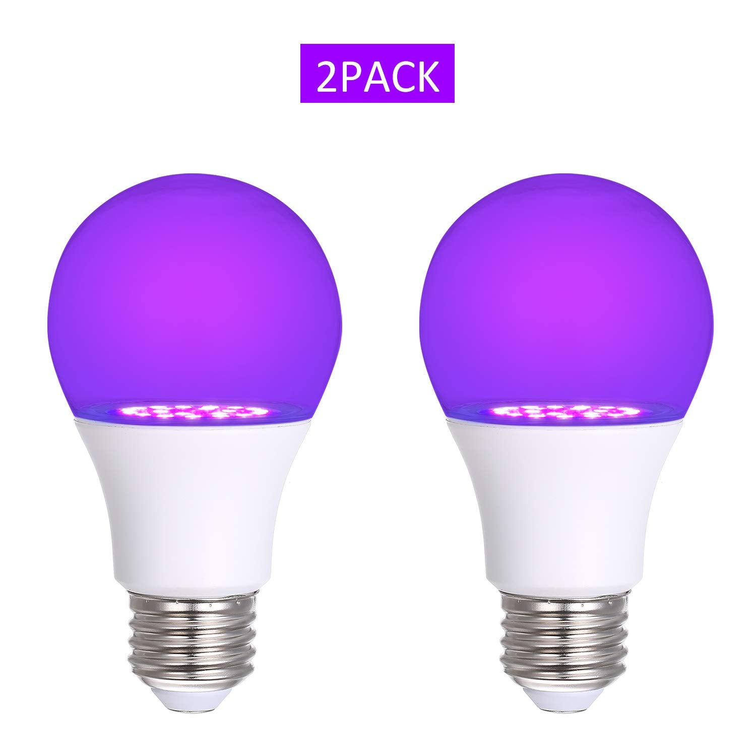 Lot de 2 ampoules LED UV Blacklight 7 W 21 LED Éclairage efficace pour affiches de fête Peinture ...