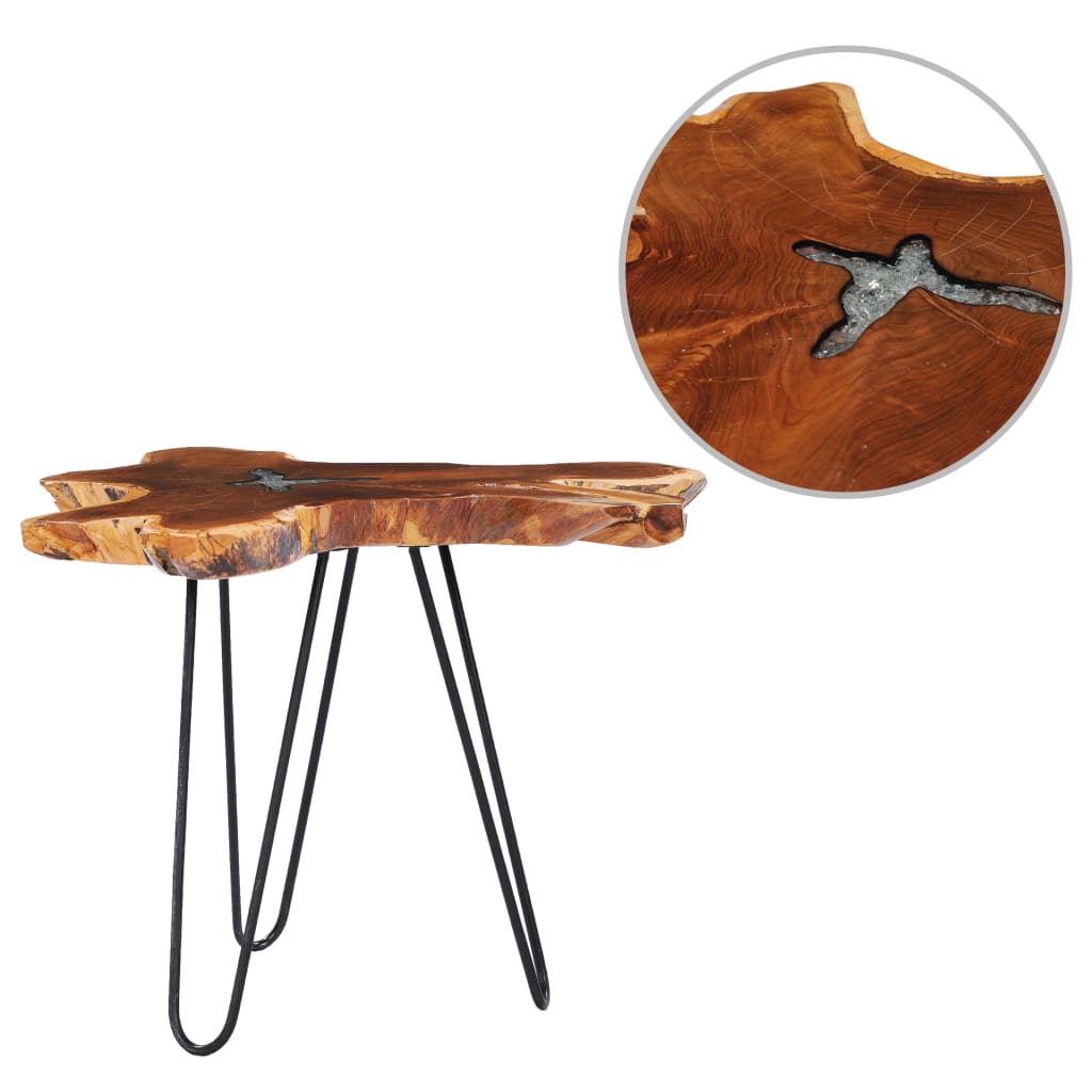 Table d'appoint en racine de teck massif avec incrustation en résine ...