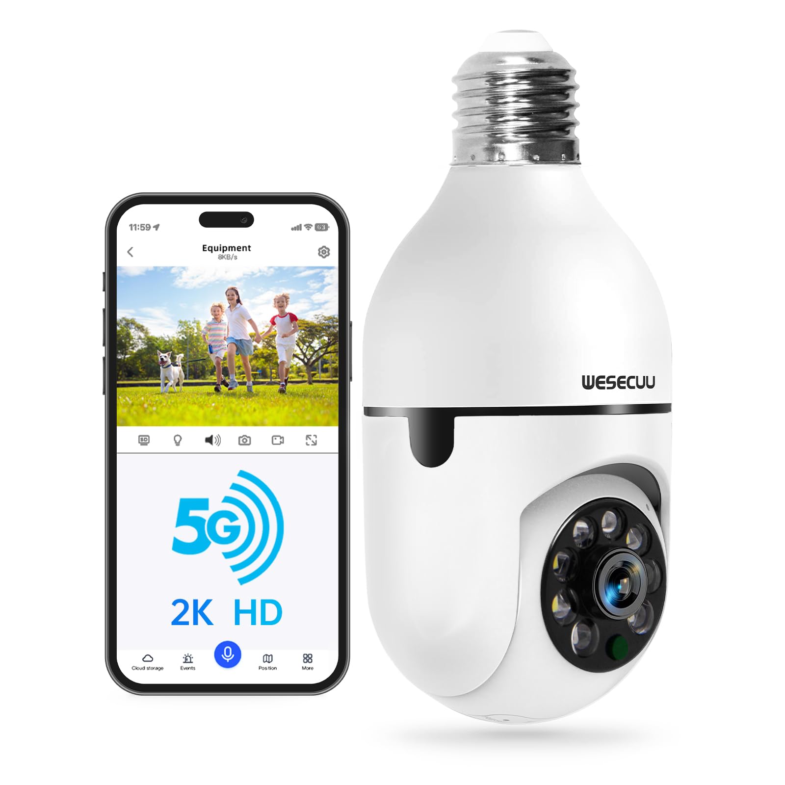 Caméra Ampoule Degrés WiFi Extérieur avec Vision Nocturne, Caméra De ...