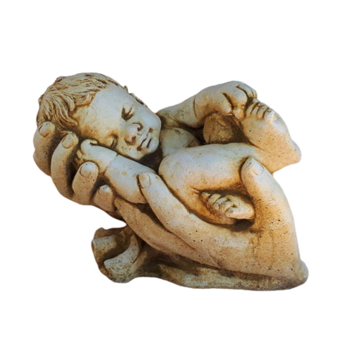 Figura Bebe en Manos en Hormigón - piedra para el jardín exterior ...