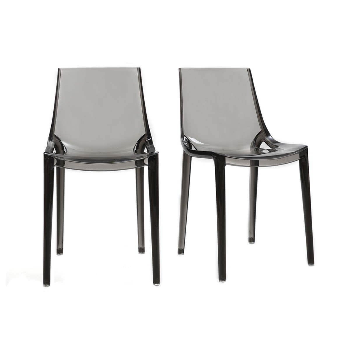 Chaises design empilables gris transparent intérieur - extérieur (lot ...