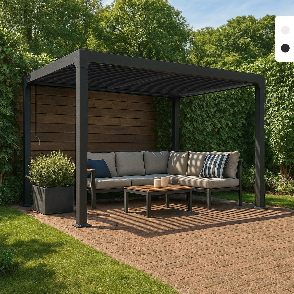 Pergola bioclimatique manuelle de jardin en aluminium 3x4m Trinidad ...