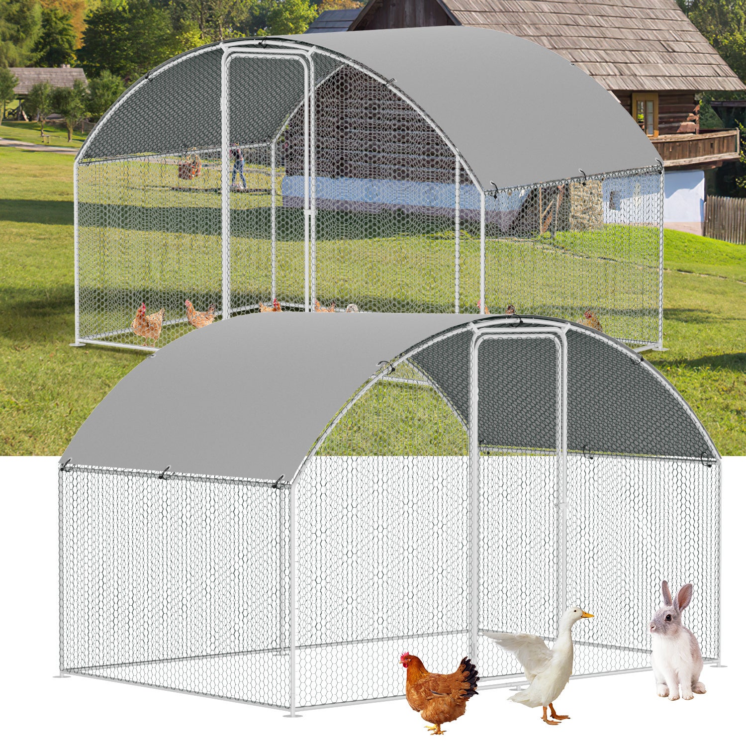 Recinto de gallinero de malla de alambre de 3x2x2m con puerta lateral y ...