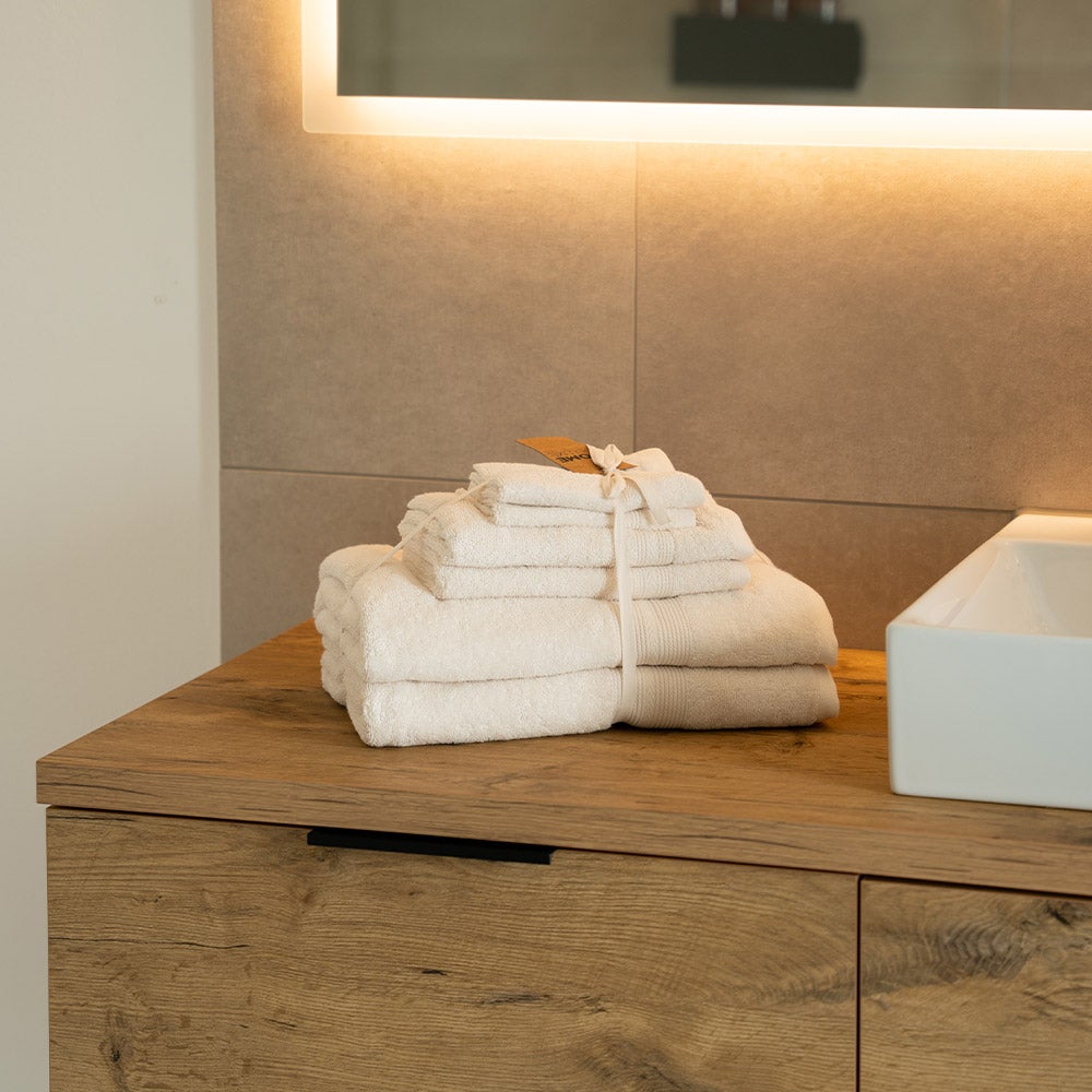 Home Deluxe - Set de serviettes - 6 pcs. CUDDLE - Beige - Matière : 100 ...