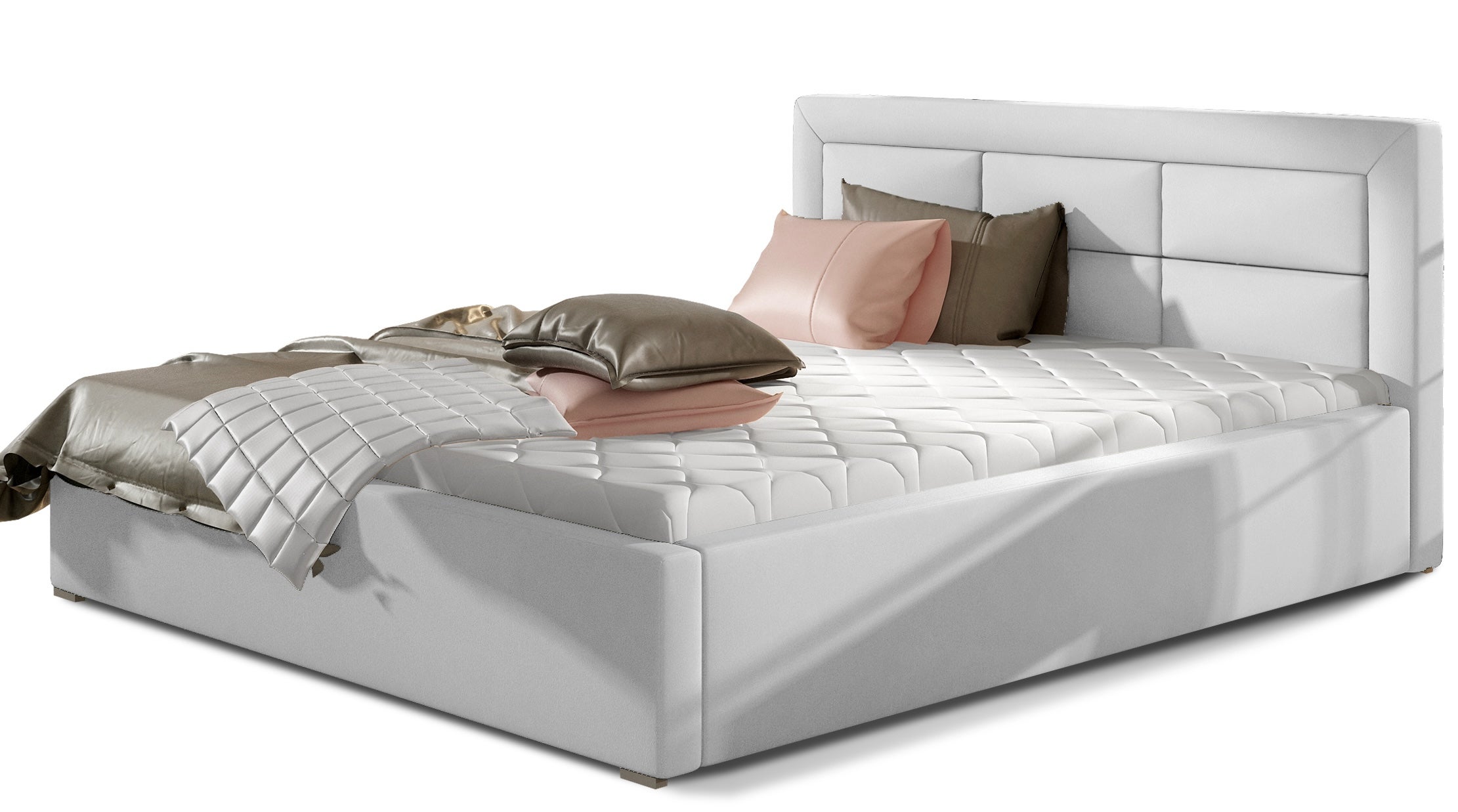 Lit moderne simili cuir capitonné Rizaro-Couleur Blanc-160x200 | Leroy ...