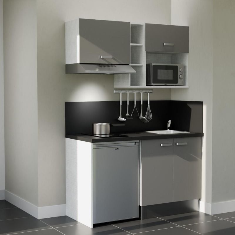 Kitchenette K13L-PT - 140 cm - plan stratifié, évier inox, - Façade ...