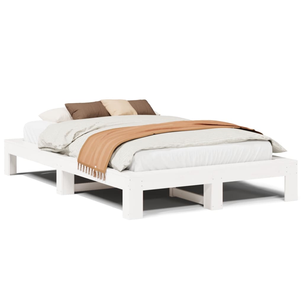 Lit Double | Lit Adulte | Cadre de lit sans matelas blanc 135x190 cm ...