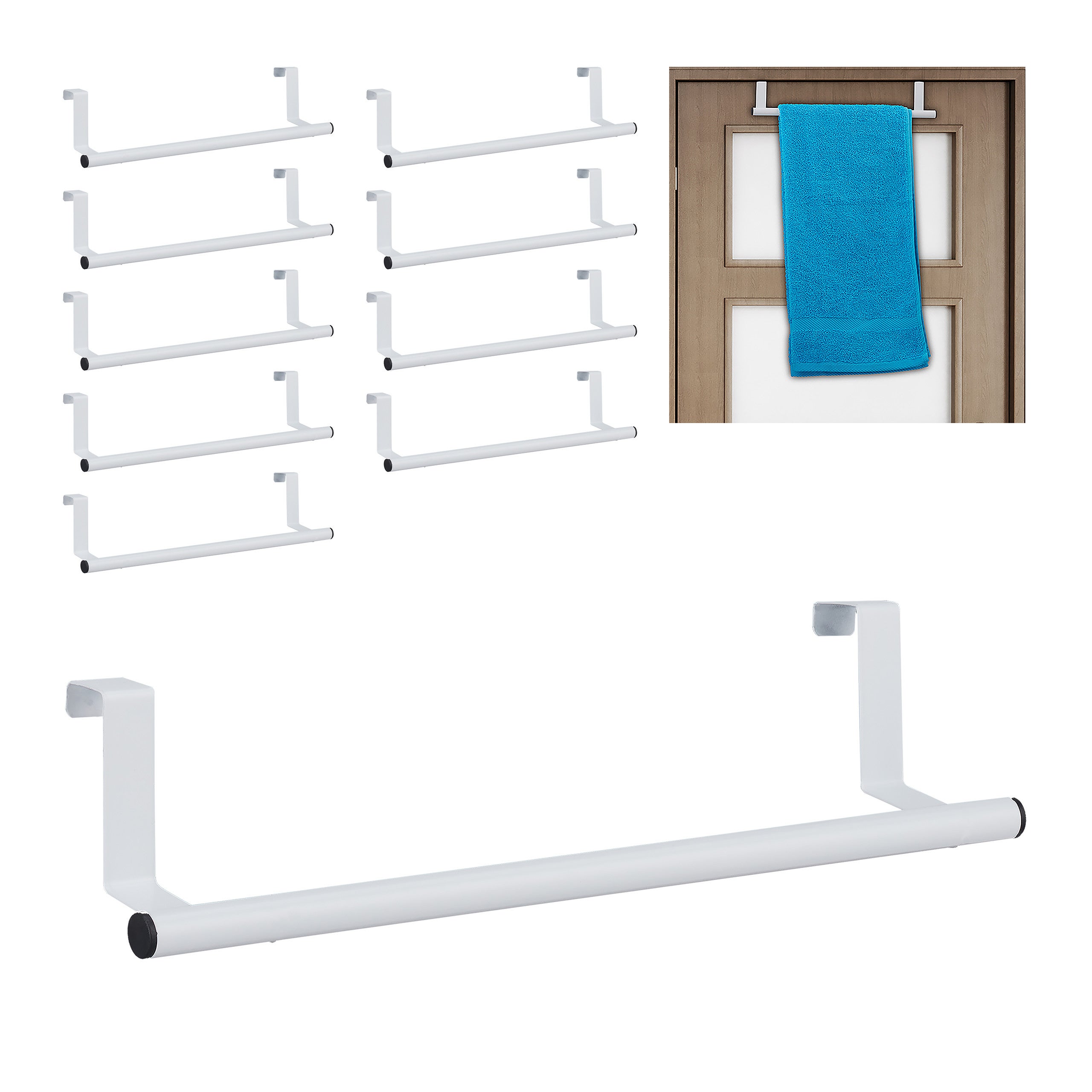 10xPorte-serviettes pour porte et armoire, accrocher, en acier ...