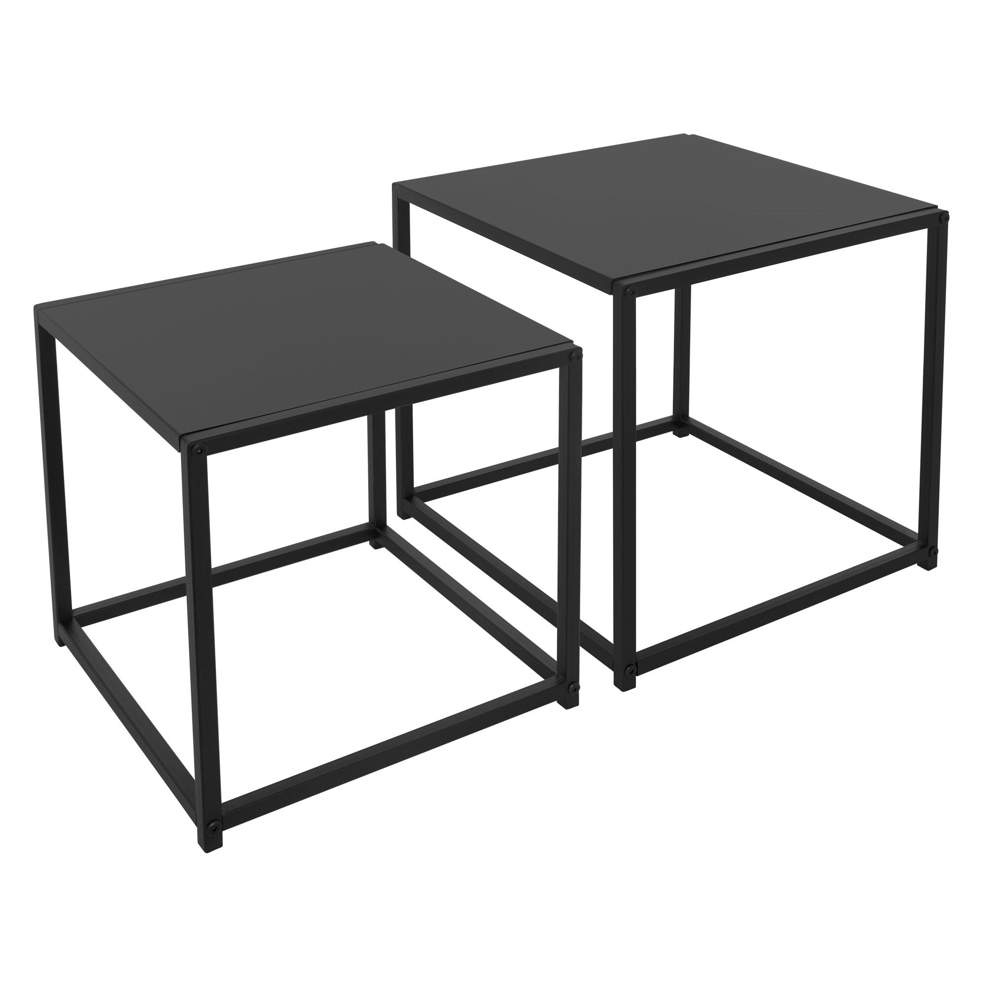 Lot 2x tables d'appoint noir tables basse carré de salon 40x40x40 cm ...