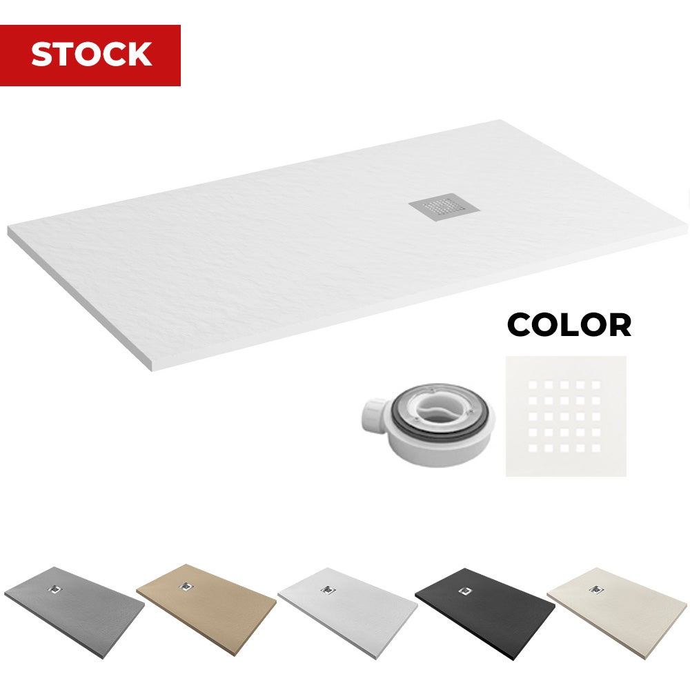 Plato de Ducha de Resina Antideslizante | Válvula + Rejilla de Color ...