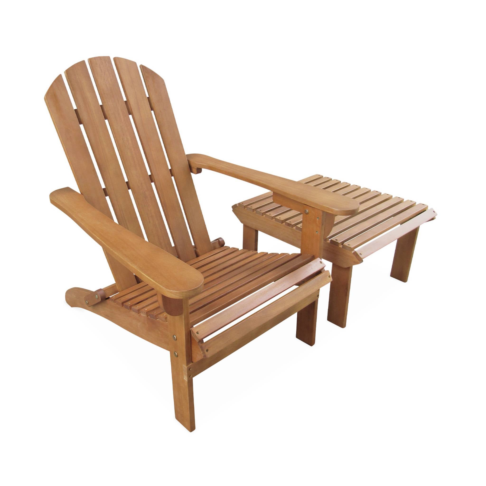 Fauteuil de jardin en bois avec repose-pieds/table basse - Adirondack ...
