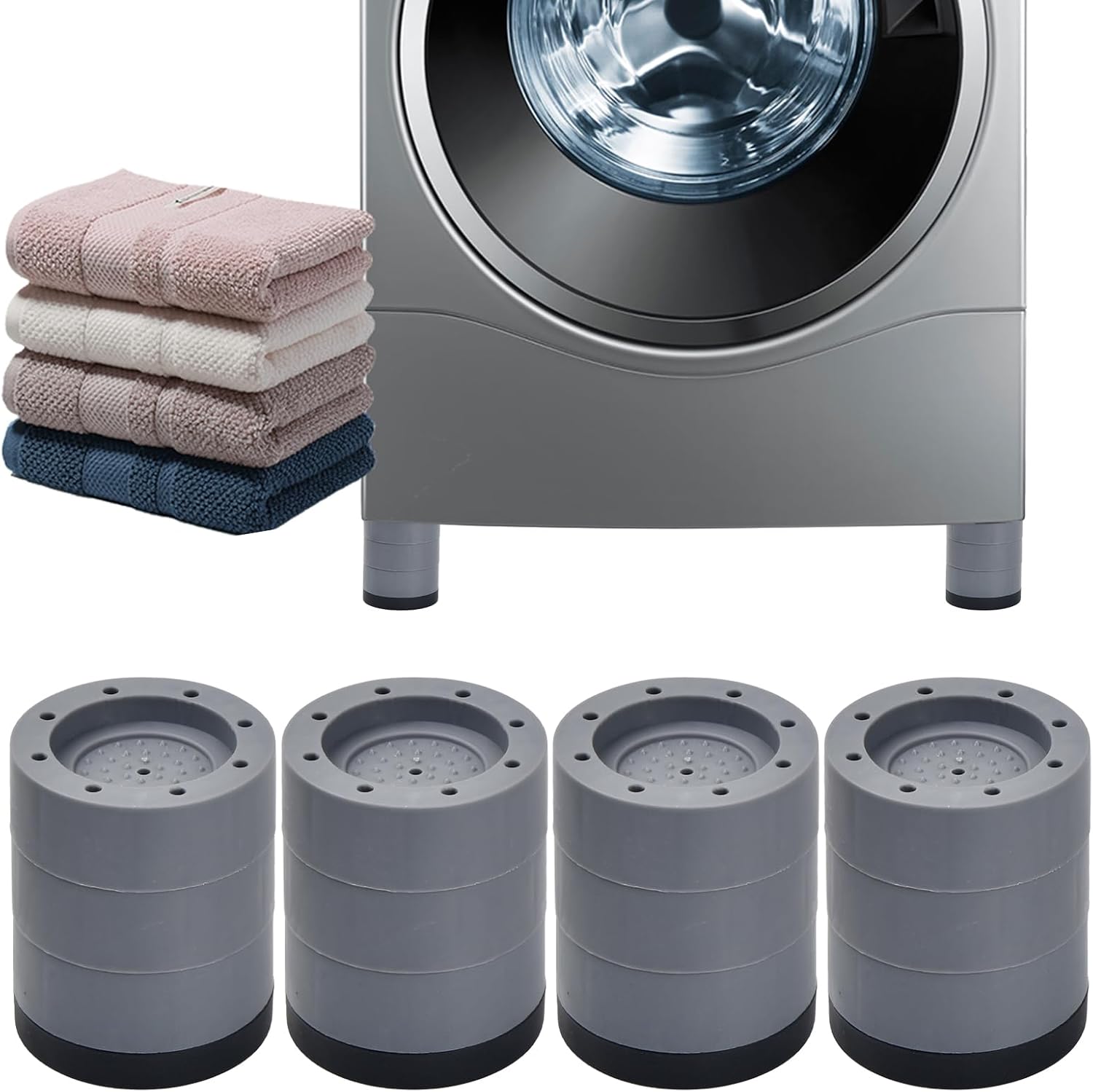 4 Pcs Patin Anti Vibrations Lave Linge Universel, Pied Caoutchouc ...