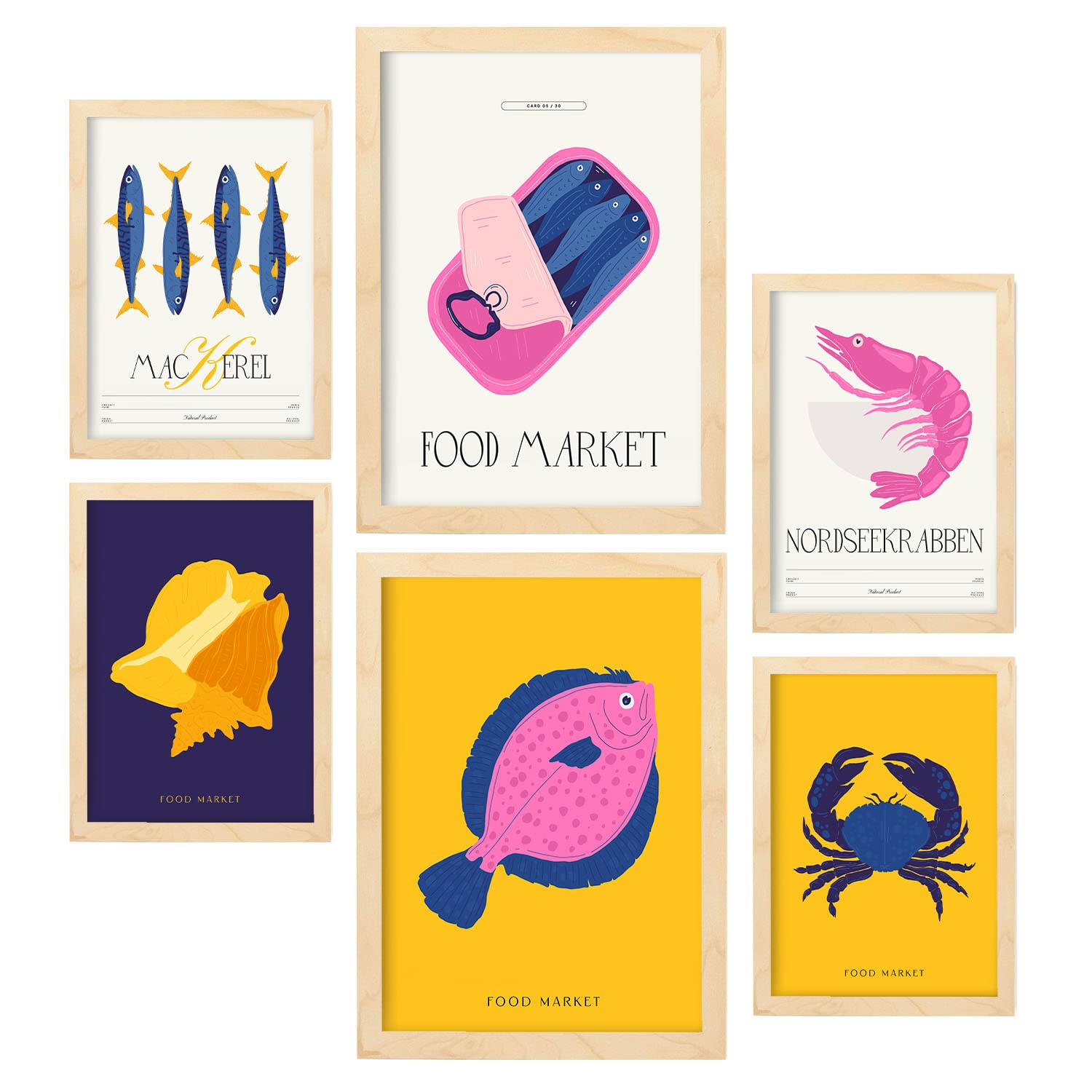 Nacnic Set De 6 Posters De Comida Y Alimentación Marisco Y Pescado ...