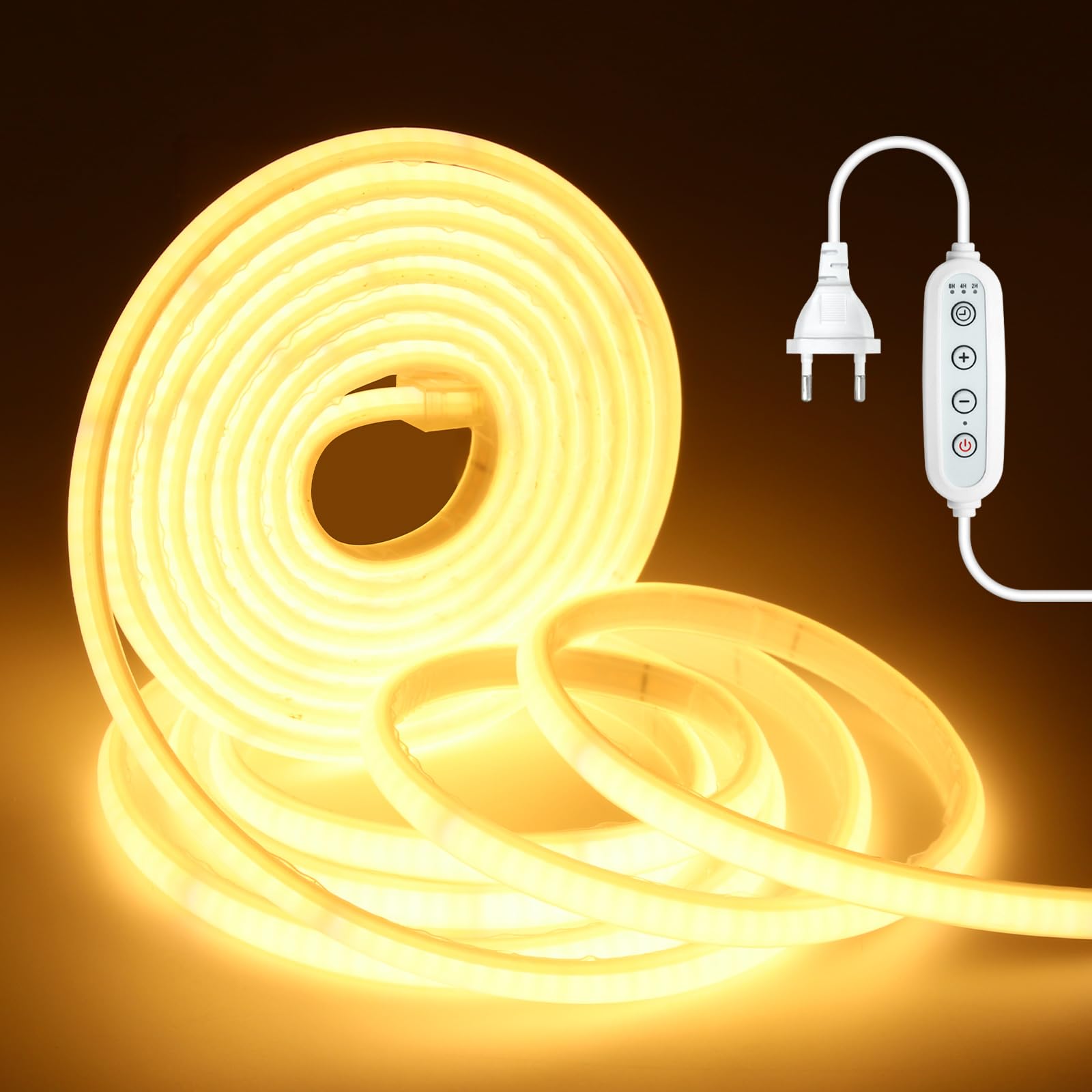 Striscia LED COB Flessibile Dimmerabile con Timer, 220V 288 LED/m IP65 ...