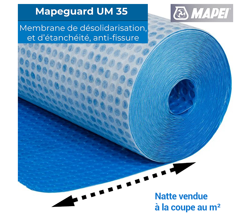 Natte de désolidarisation et d'étancheité MAPEGUARD UM35 vendue au m² ...