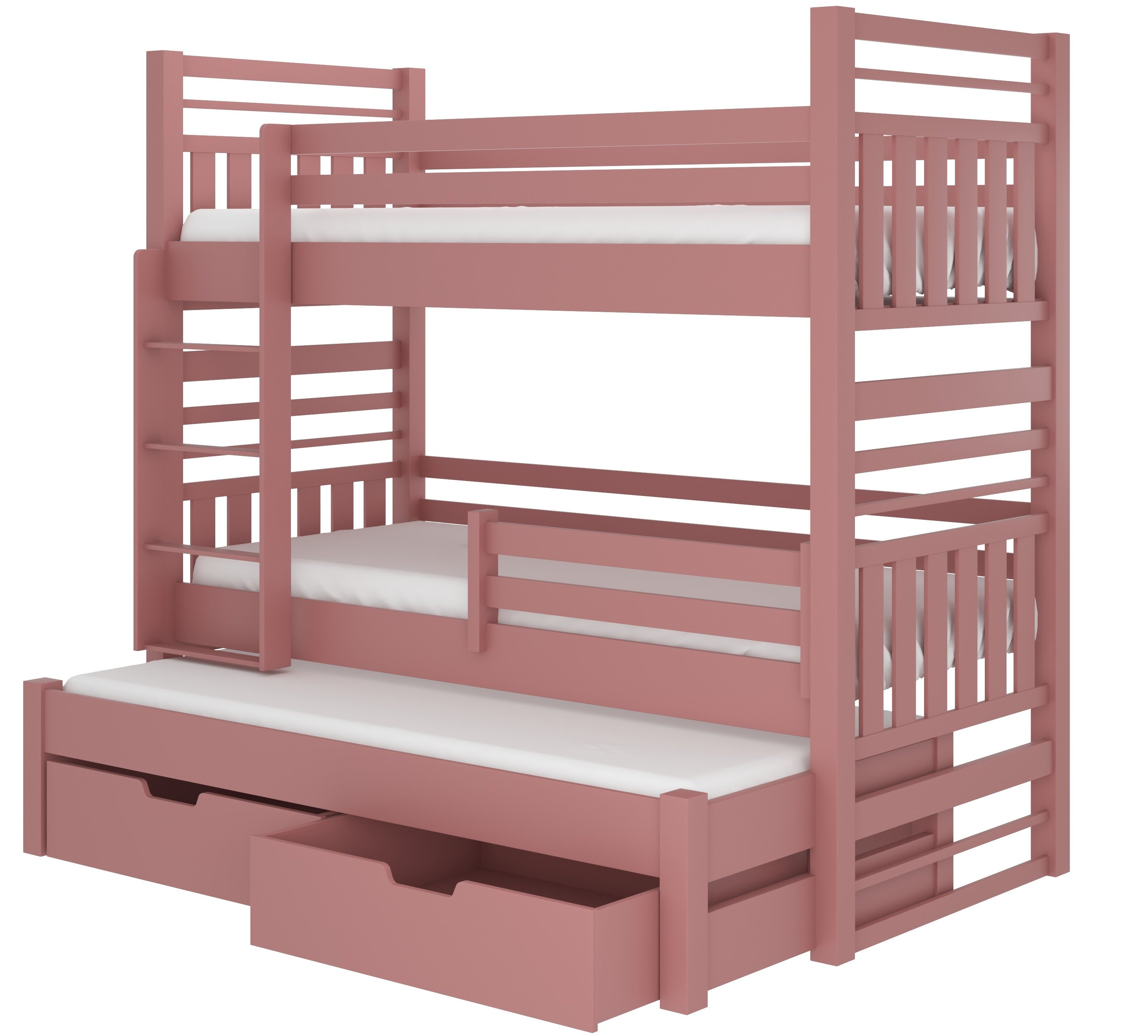 Litera para 3 personas con 2 cajones rosa 90x200 cm Niko | Leroy Merlin