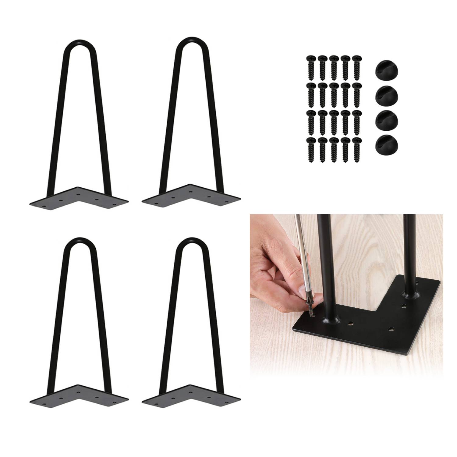4PCS Pied de Table 20cm, Pied Epingle en Métal,2 stands Pied de Meuble ...