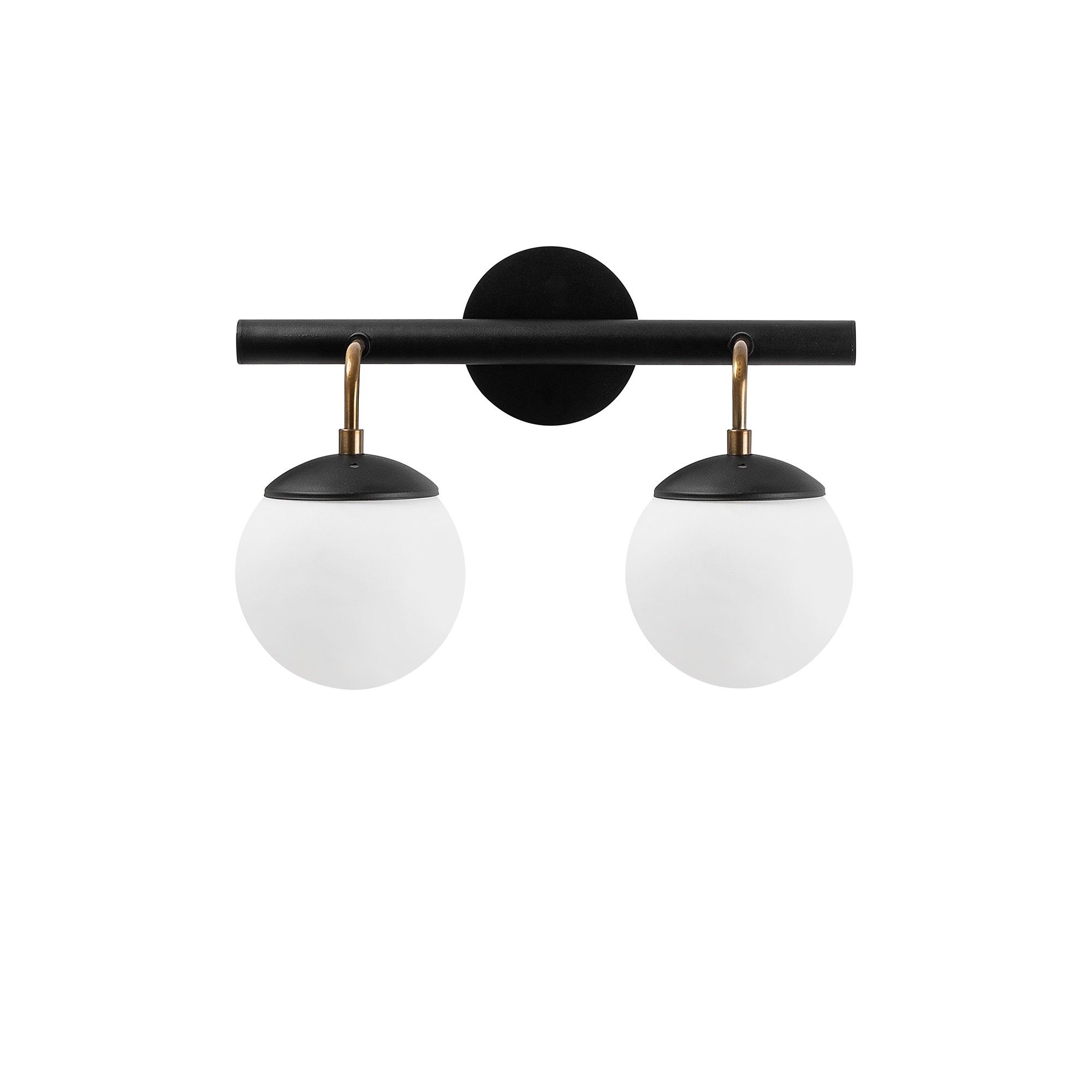 Applique murale barre 2 lampes sphériques Hankala 41cm Verre Blanc et ...