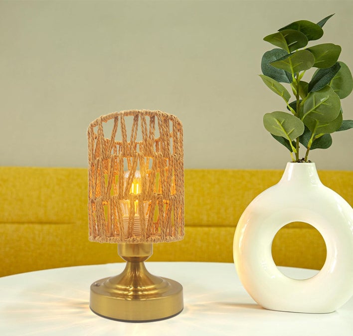 Lampe de table d'extérieur rechargeable, lampe de chevet tissée en ...