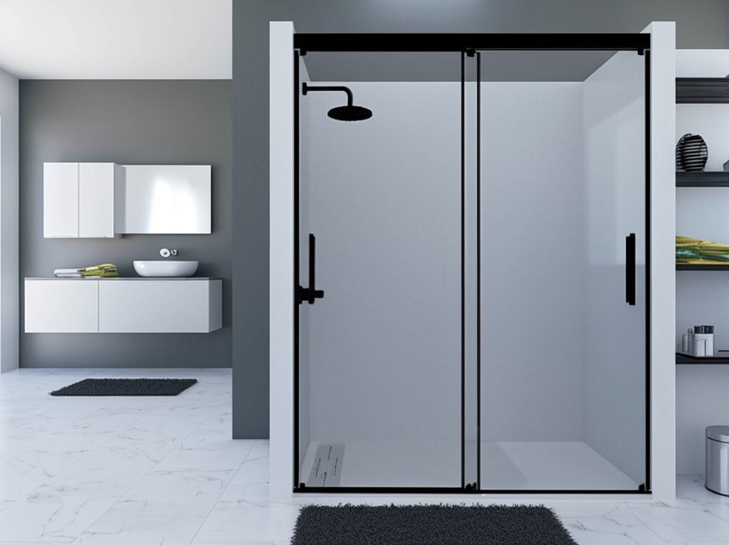 Mampara Frontal Corredera Sin Perfil Inferior. Cristal Templado de 6mm ...