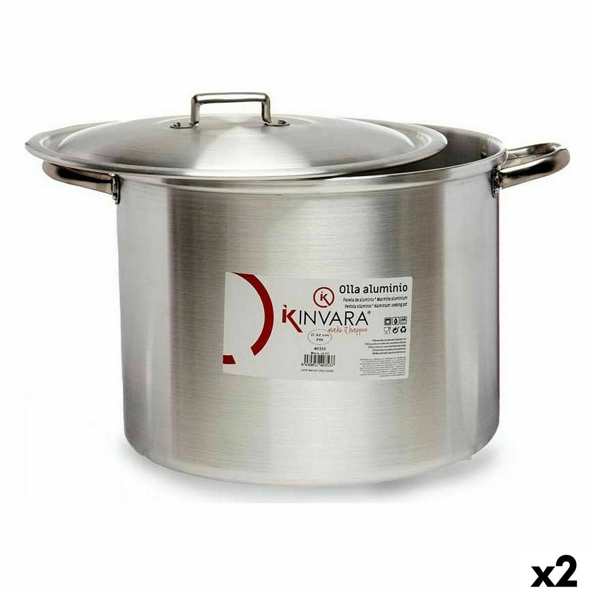 Olla con Tapa Plateado Aluminio 44 x 30 x 35 cm (2 Unidades) | Leroy Merlin