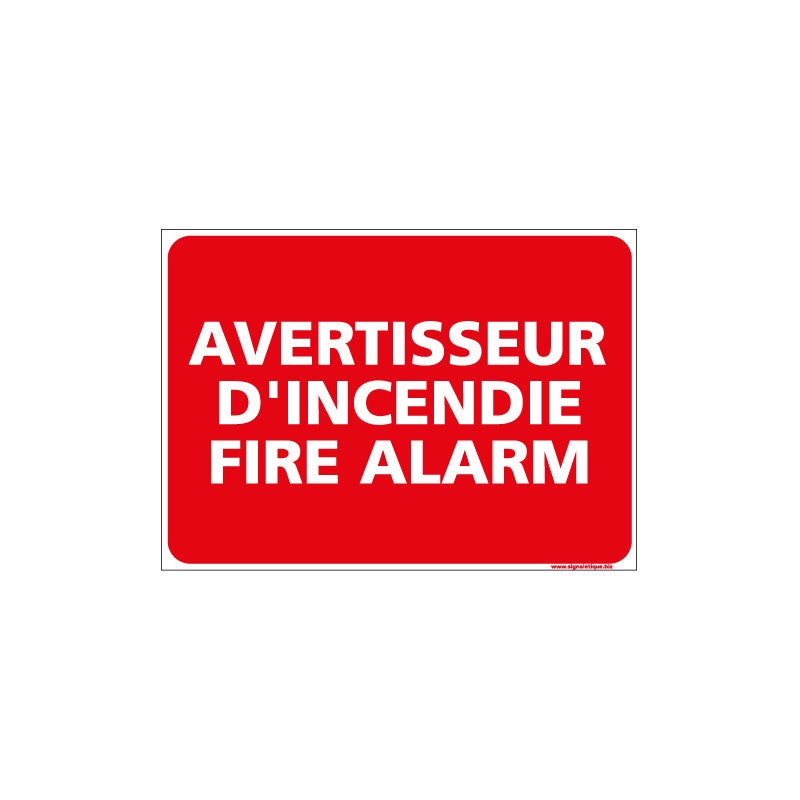 Panneau avertisseur d'incendie fire alarm (A0408) 420 x 300 mm Matière ...