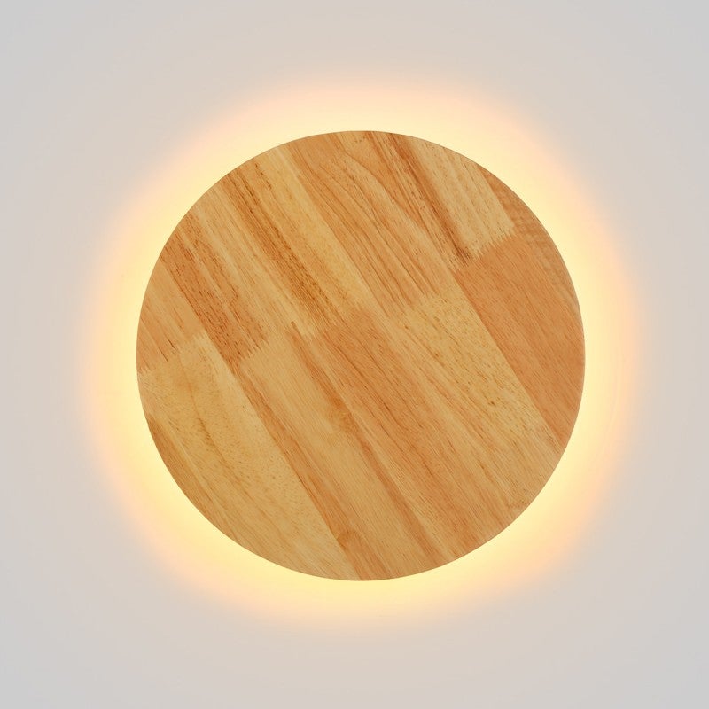 Applique Murale Circulaire en Bois 12W Ø 20cm Lumière Indirecte 2700K ...