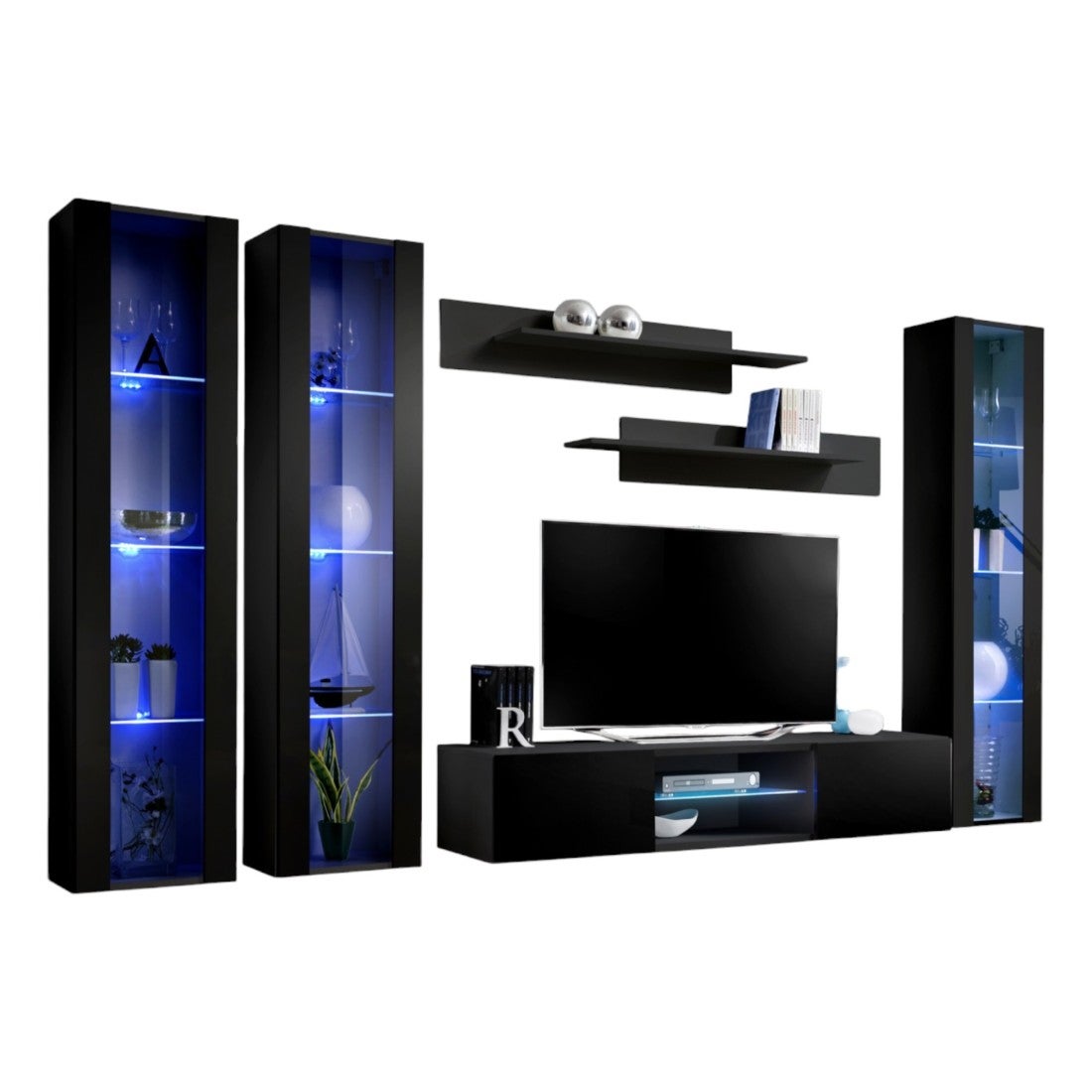 Conjunto Mueble TV FLY P2 – LED – Negro – Muebles colgantes de diseño ...