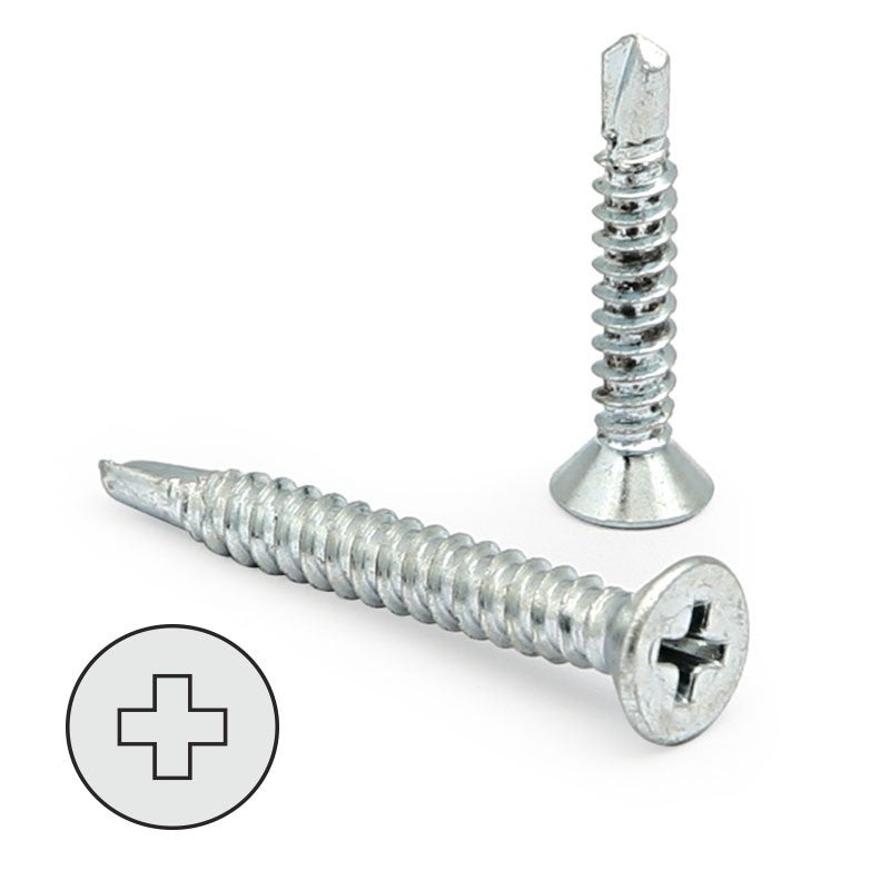 Tornillo broca rosca chapa cabeza plana din 7504-p zincado larg.r/chapa ...