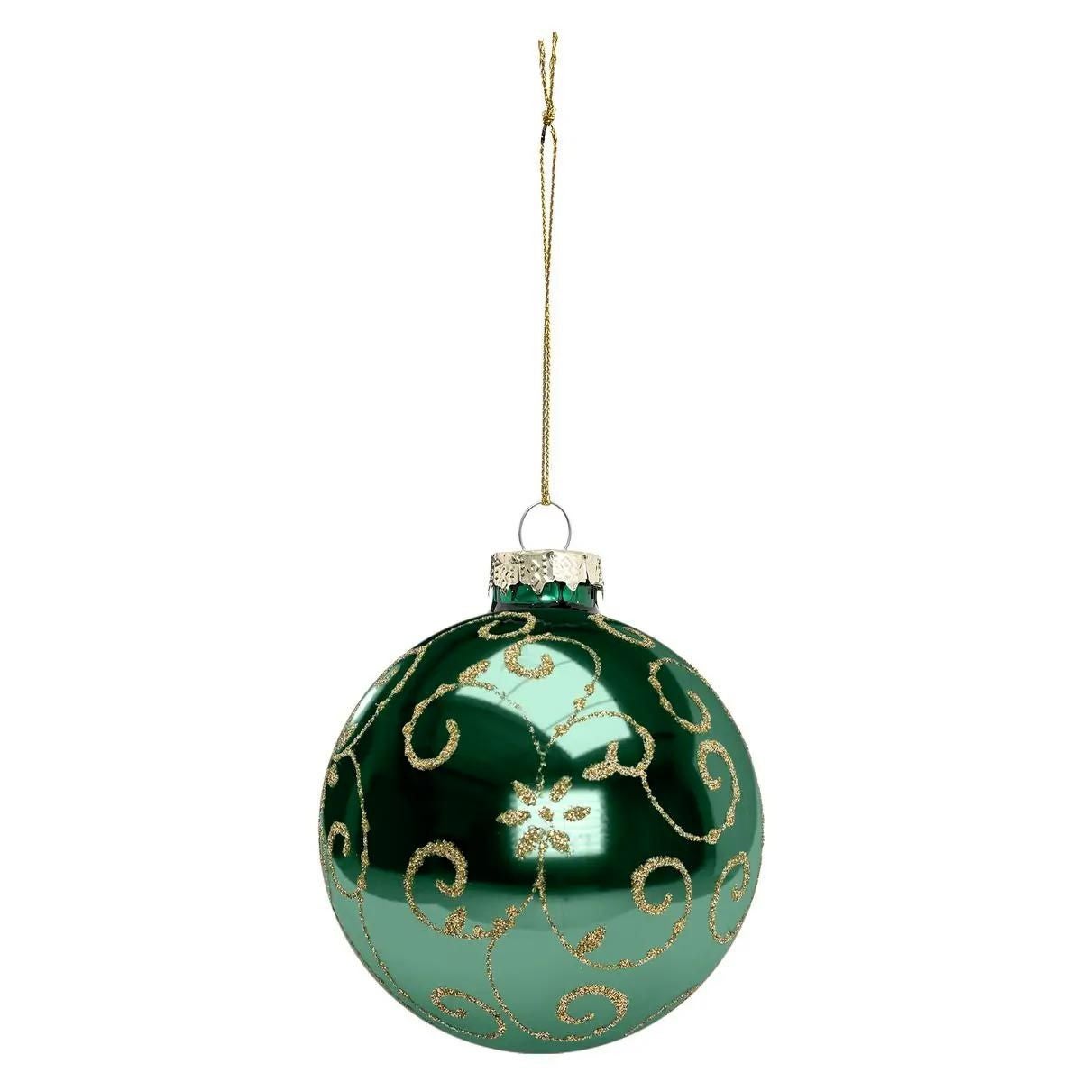Boule de Noël Déco en Verre "Soir" 8cm Vert | Leroy Merlin
