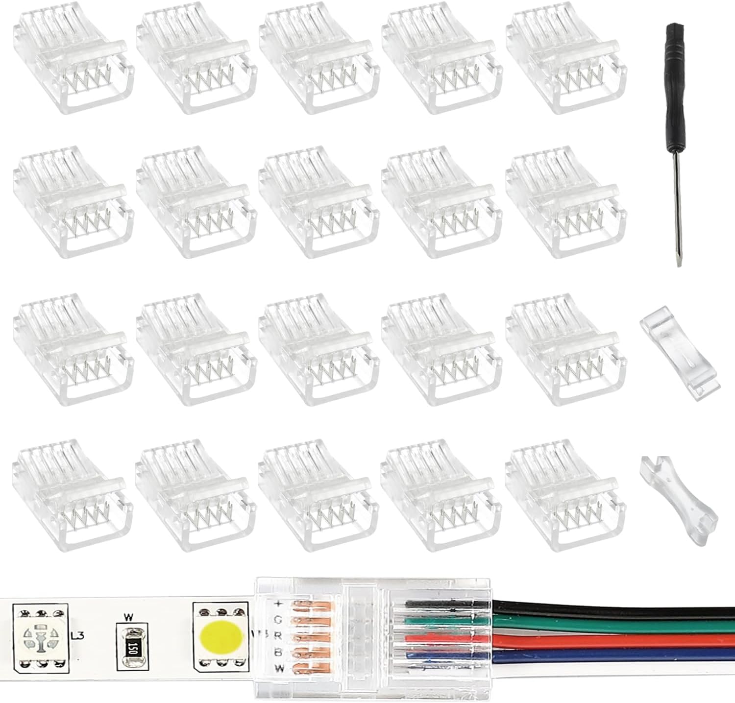 Conector LED COB de 5 pines y 12 mm - Adaptador de conector rápido RGB ...