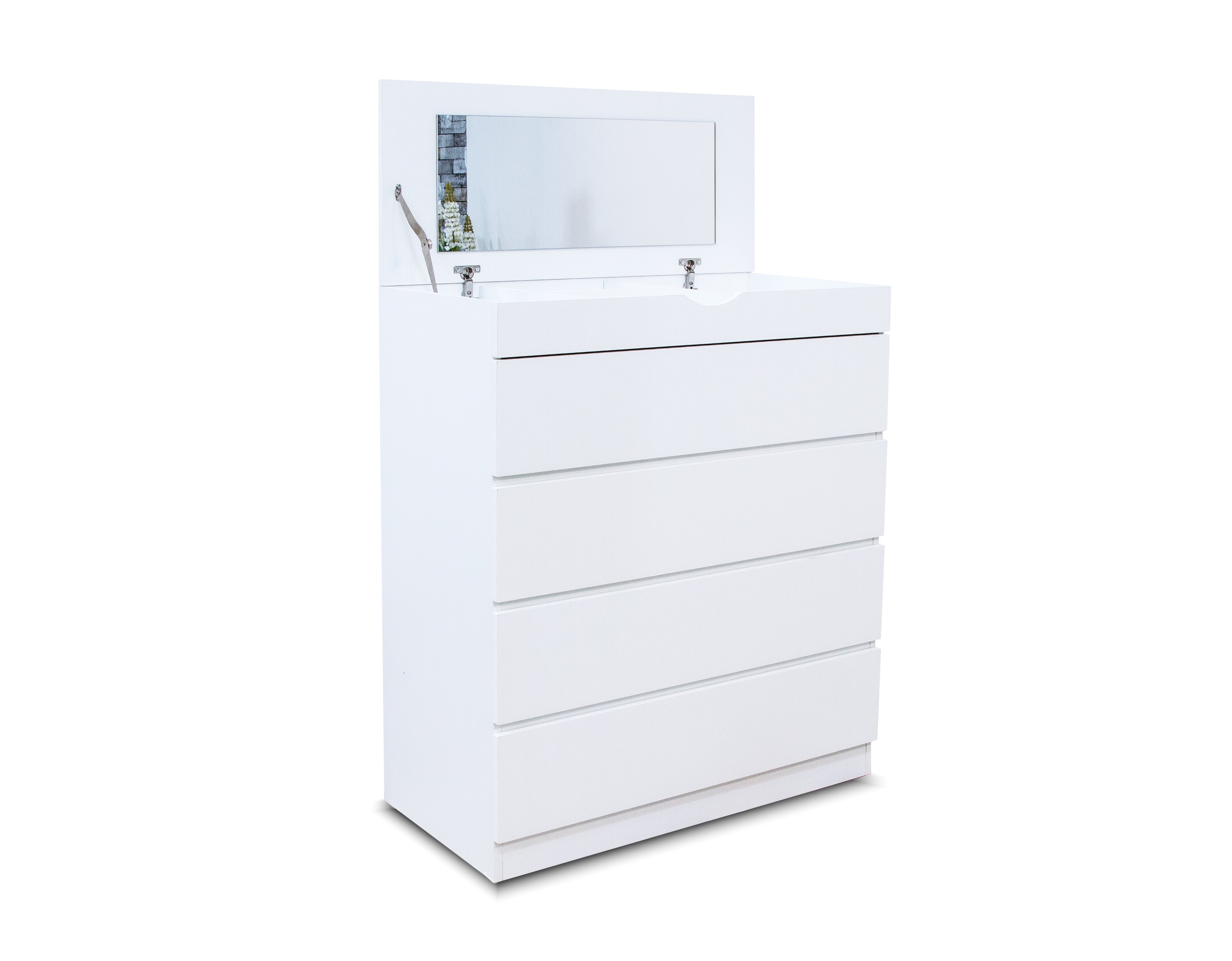 Sinfonier Alava 4 Cajones y Espejo Integrado, Blanco 80x105 cm | Leroy ...