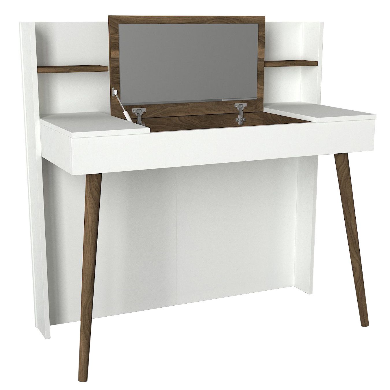Coiffeuse avec miroir Unera Bois Naturel et Blanc | Leroy Merlin