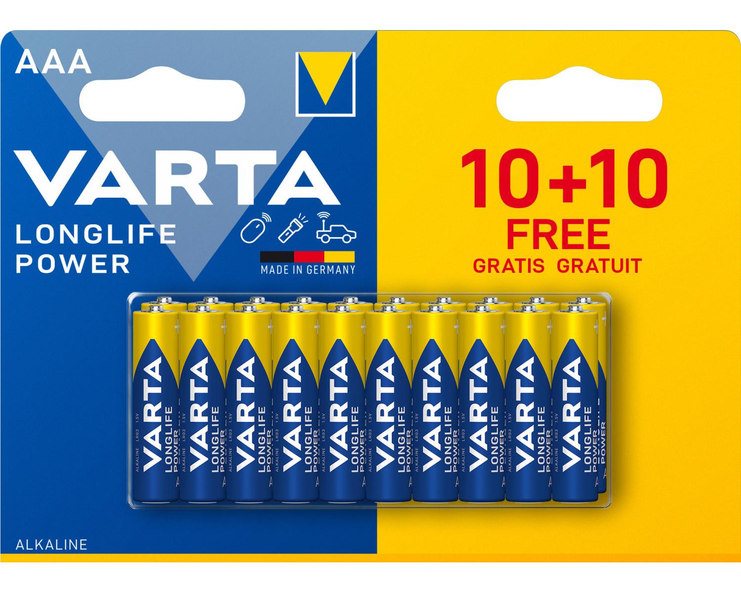 Varta Longlife Power AAA Batterie à usage unique Alcaline | Leroy Merlin