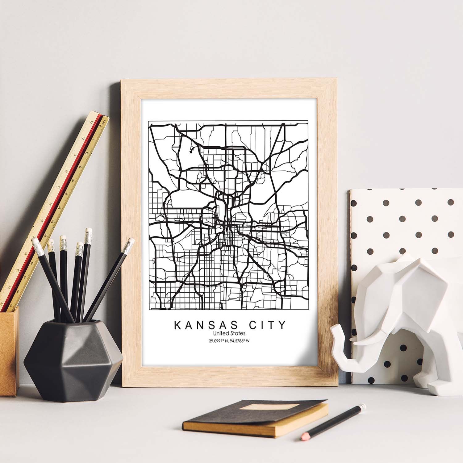 Poster Con Mapa De Kansas Lámina De Estados Unidos Con Imágenes De ...