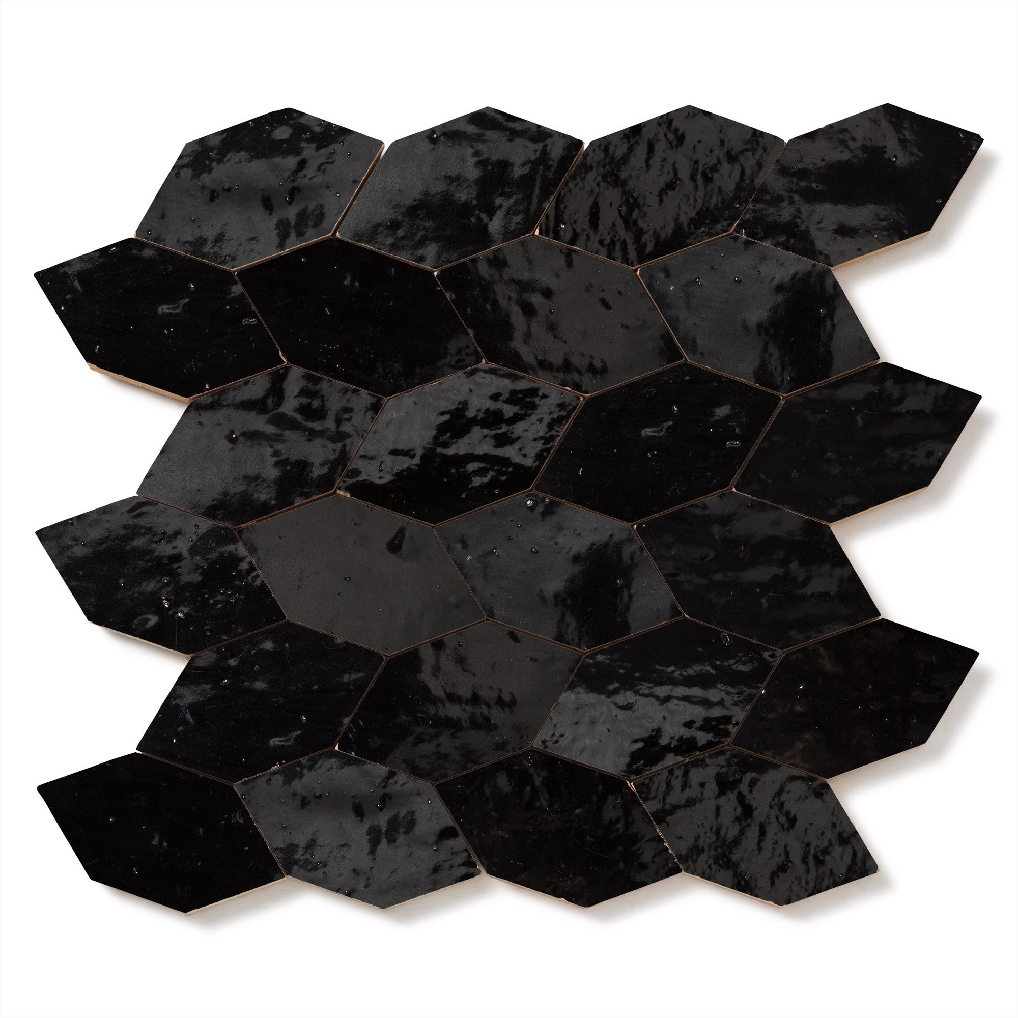 Carrelage Zellige Marocain Noir Intense Navette 4,9x10 cm (vendu par 1 ...