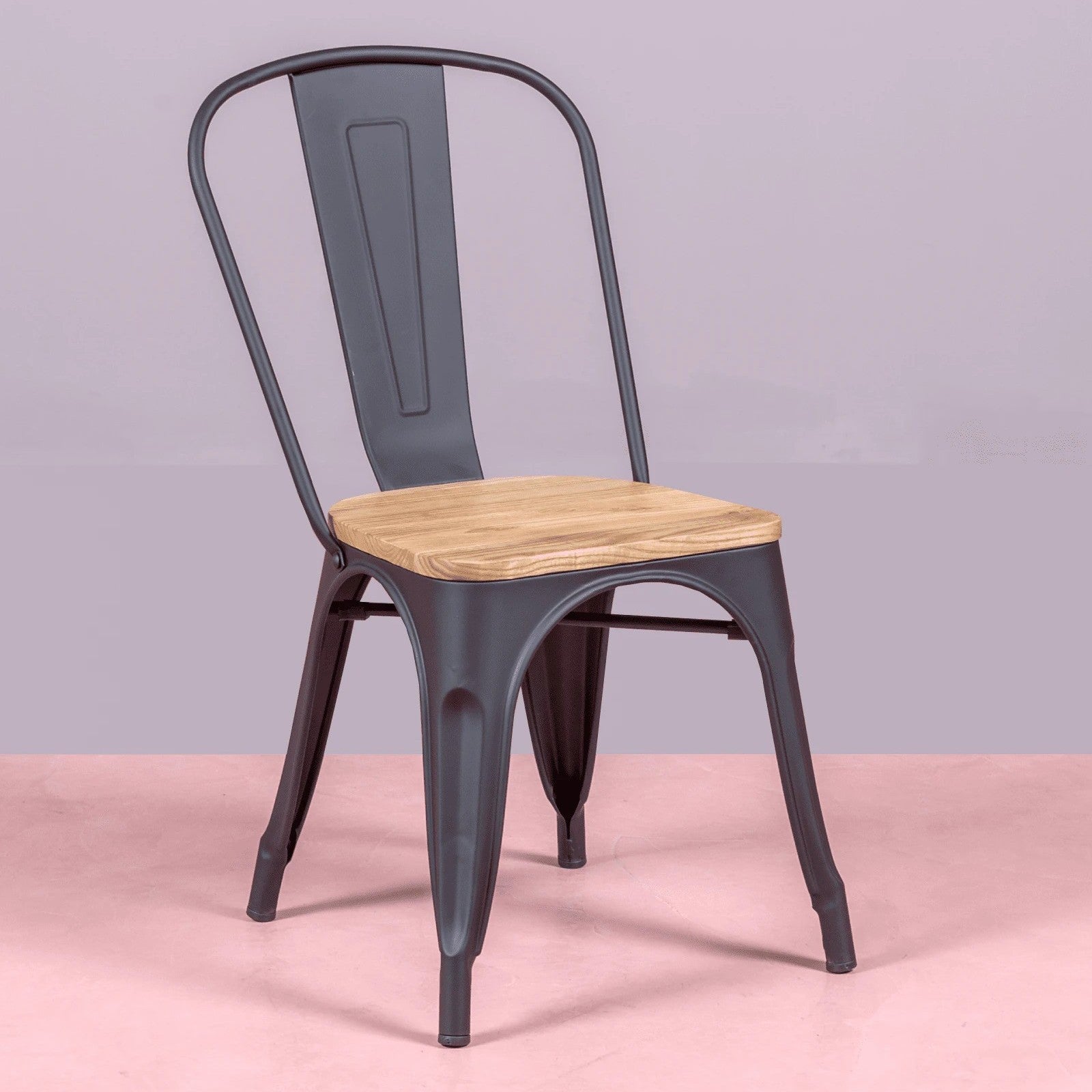 Chaise en métal avec assise en bois d'orme - Bistro | Leroy Merlin