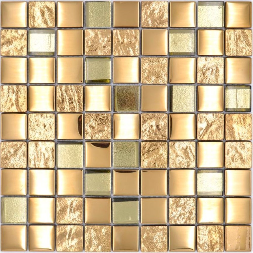 Square EP Glass Mosaic Gold Translucent Relief Shiny Appearance | Leroy ...