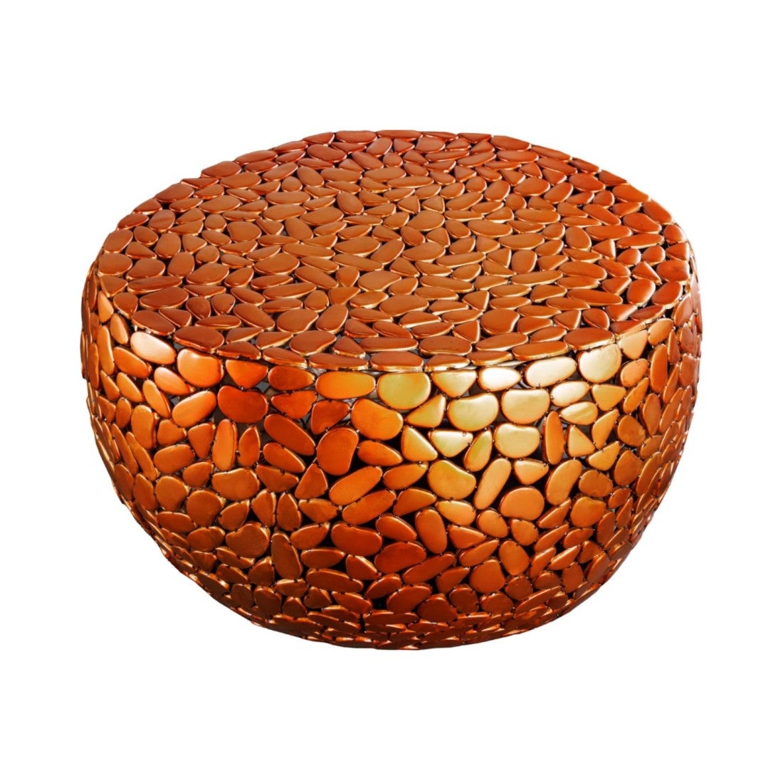 Mesa baja GALEA redonda en metal cobrizo – Diseño de guijarros ...