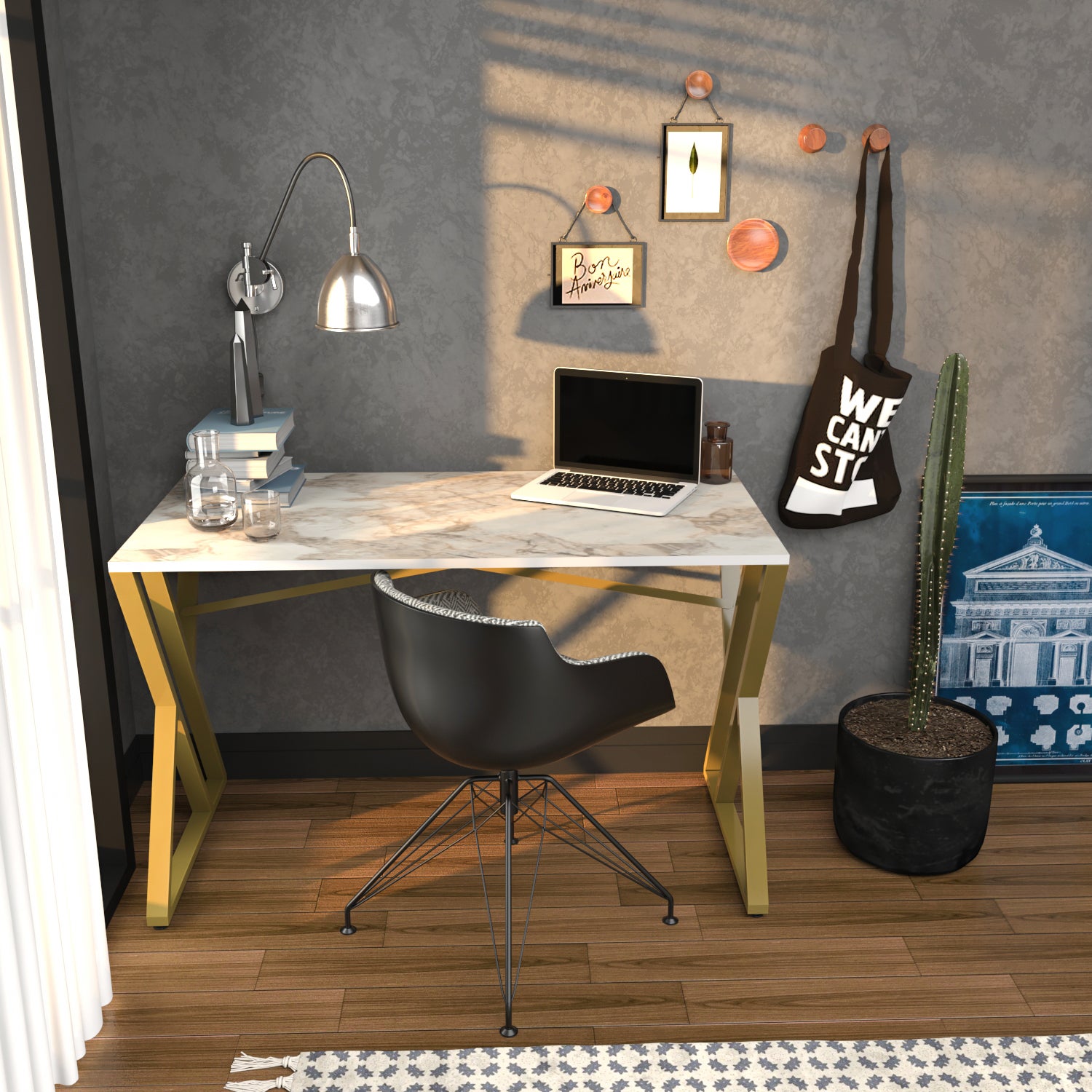 Bureau - table de bureau - travavil avec le pieds et cadre en métal ...