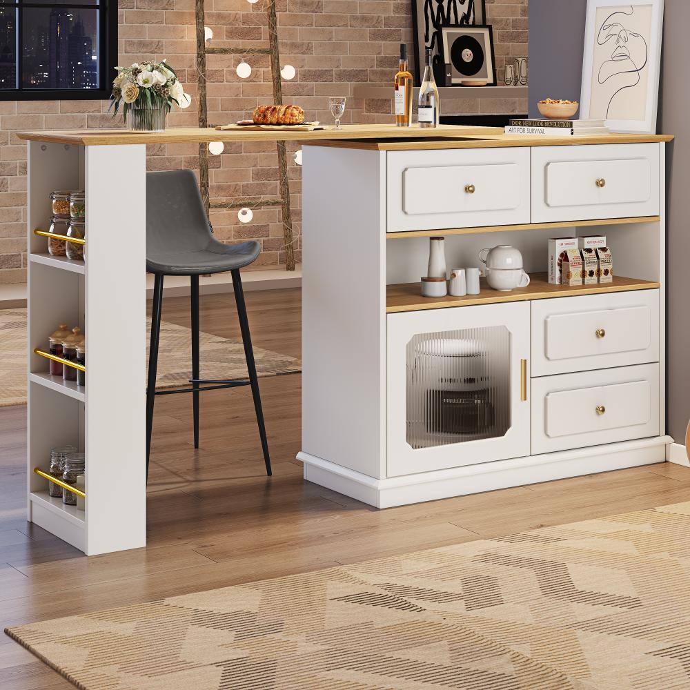 Table de bar extensible avec rangement (125–181×39×104,5 cm) – Table ...