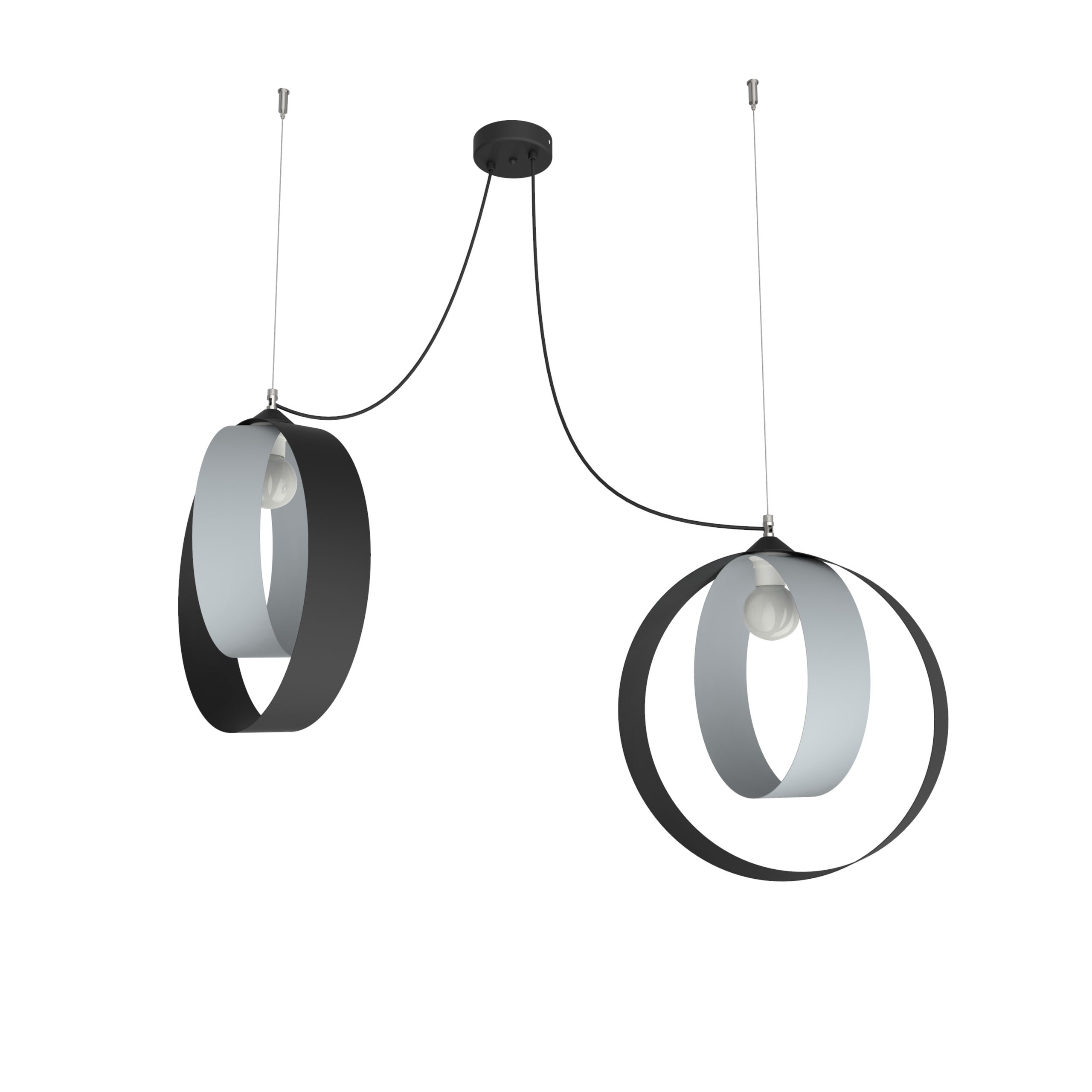 LUMICOM | SHELL Suspension, 2X E27, max 42W, métal, noir gris, D.40 ...