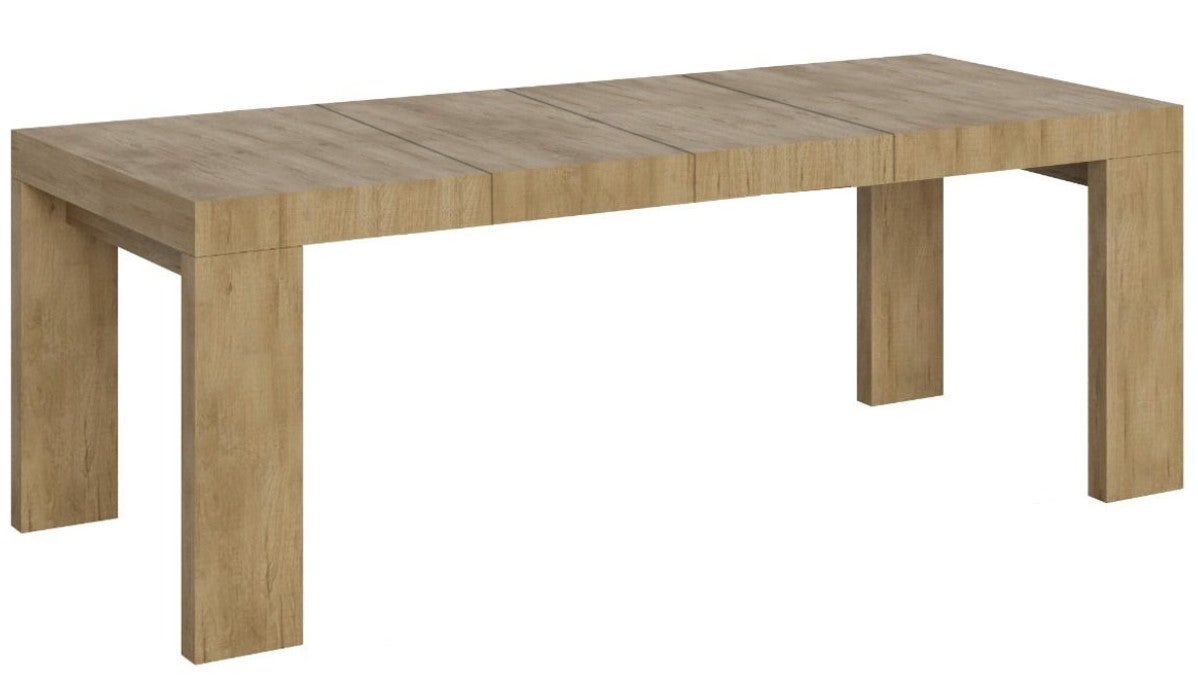 Mesa de comedor extensible de madera Ribo-Color Natural-Soporte 4 pies ...