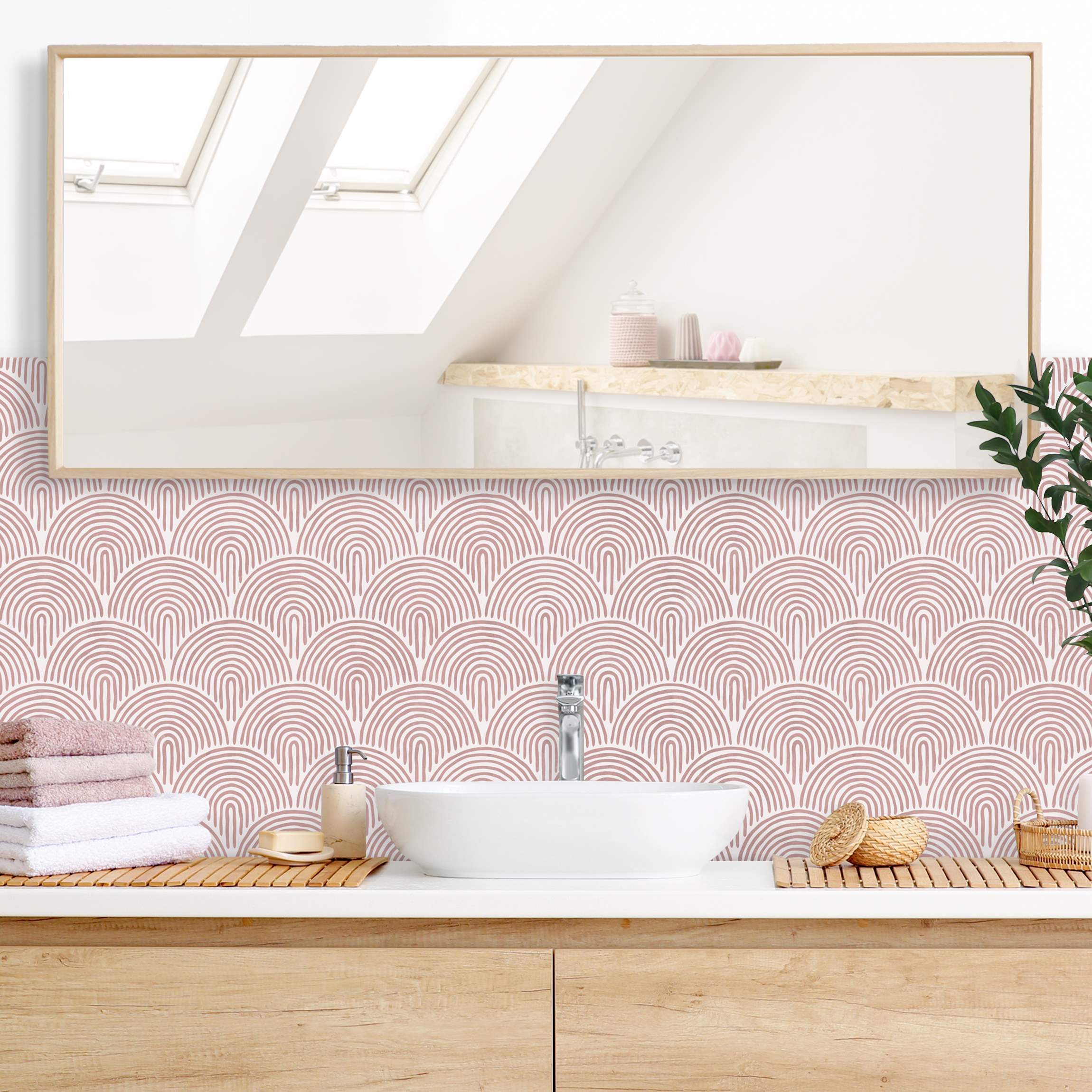 Panneau mural pour salle de bain - Motif arc bohème rose 200 x 100 cm ...