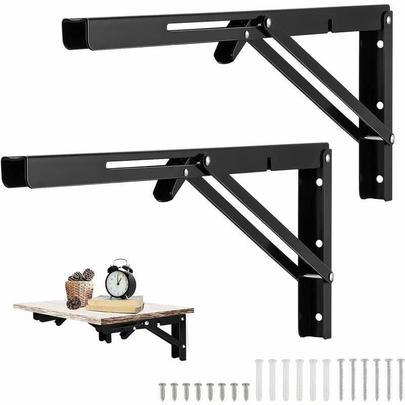 2 Pièces Equerre Rabattable Murale Noir, 400 x170mm Support Console ...