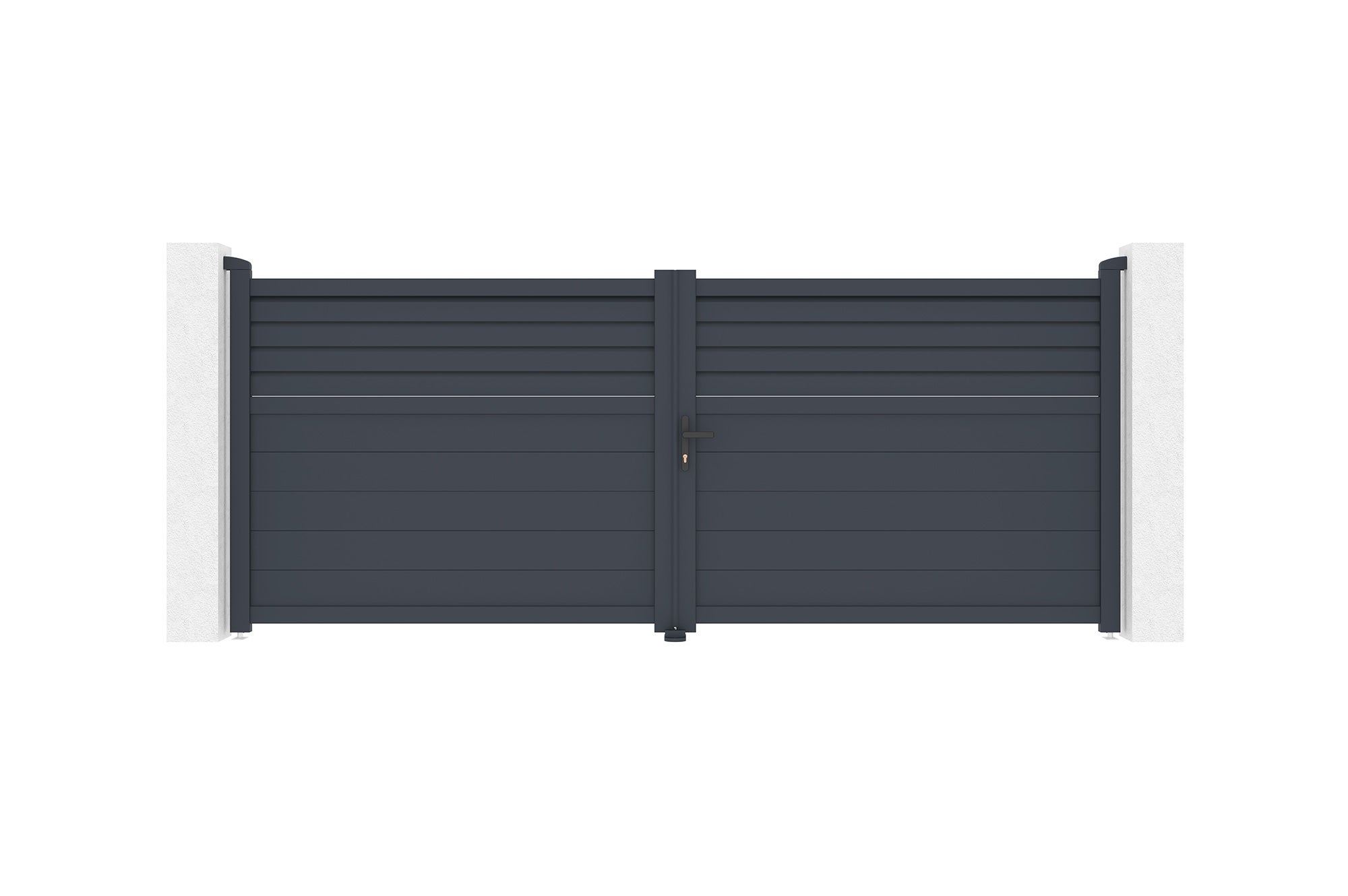 Portón abatible 3,5m CARPATIA H.140 aluminio gris | Leroy Merlin