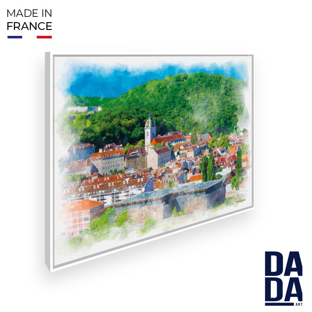 Tableau Vue de Besancon / 45x60cm / Cadre Blanc / Fabriqué en France ...