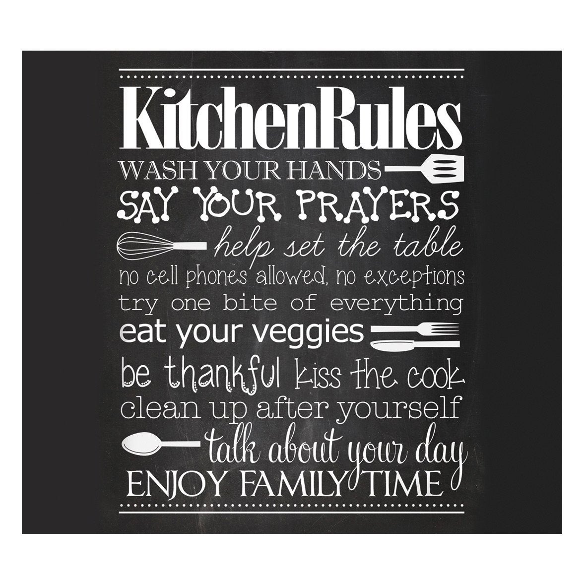 KITCHEN RULES Plaque en verre pour cuisinière — grande, ZELLER, ZELLER ...