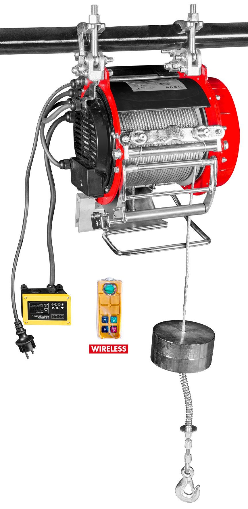 Palan électrique à câble robuste 400/800kg 32/16m 230V télécommande ...